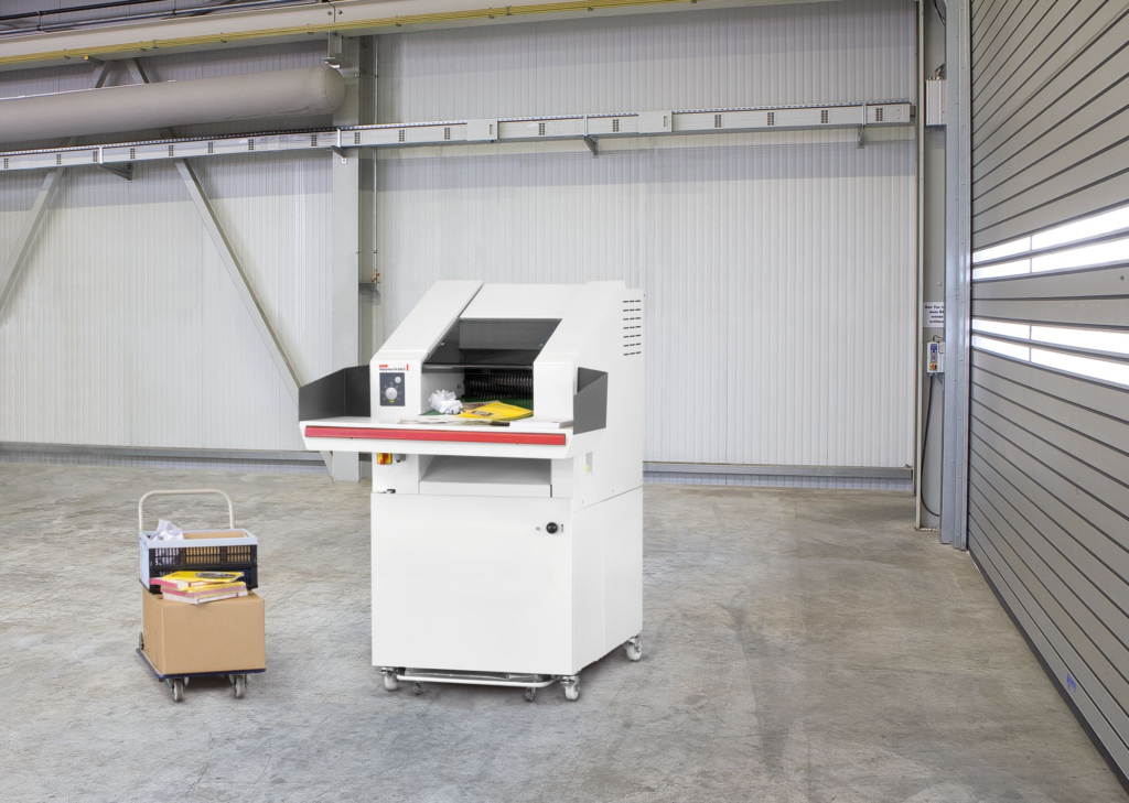 Paper shredding of large quantities or central shredding stations.